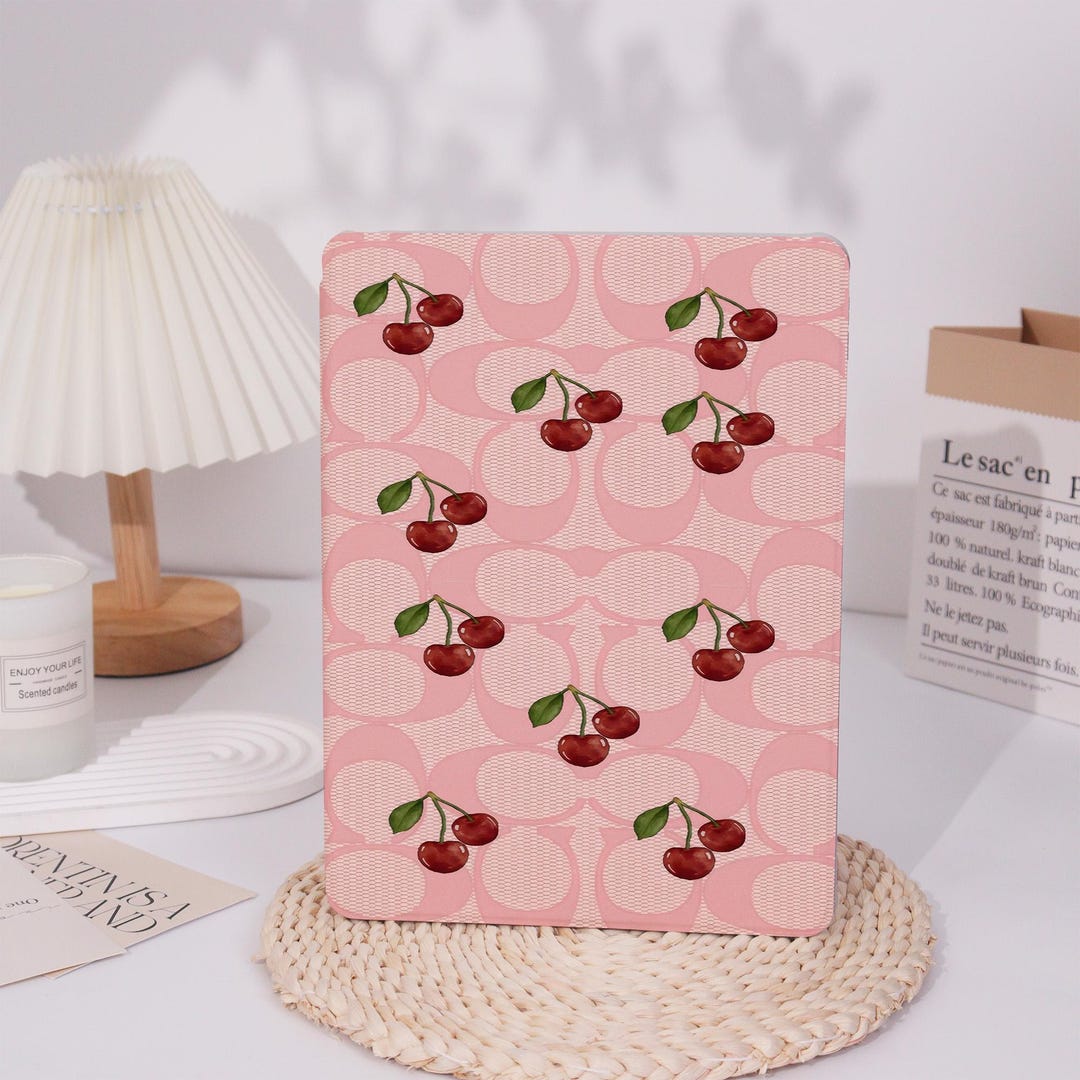 Chic Cherry Print Personalized 360 Rotating iPad Case With Pen Slot for ...