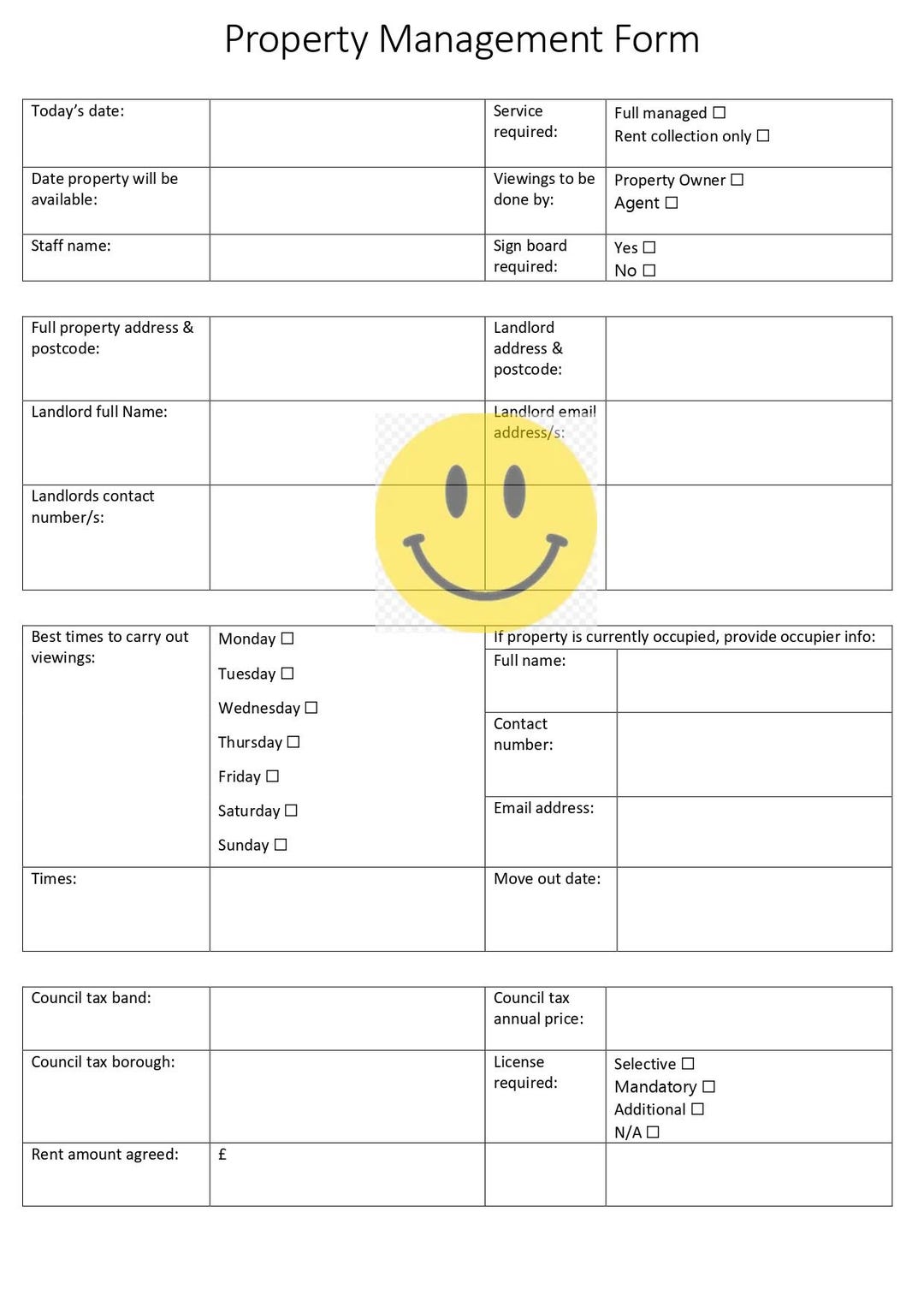 Property Management Form - Etsy UK