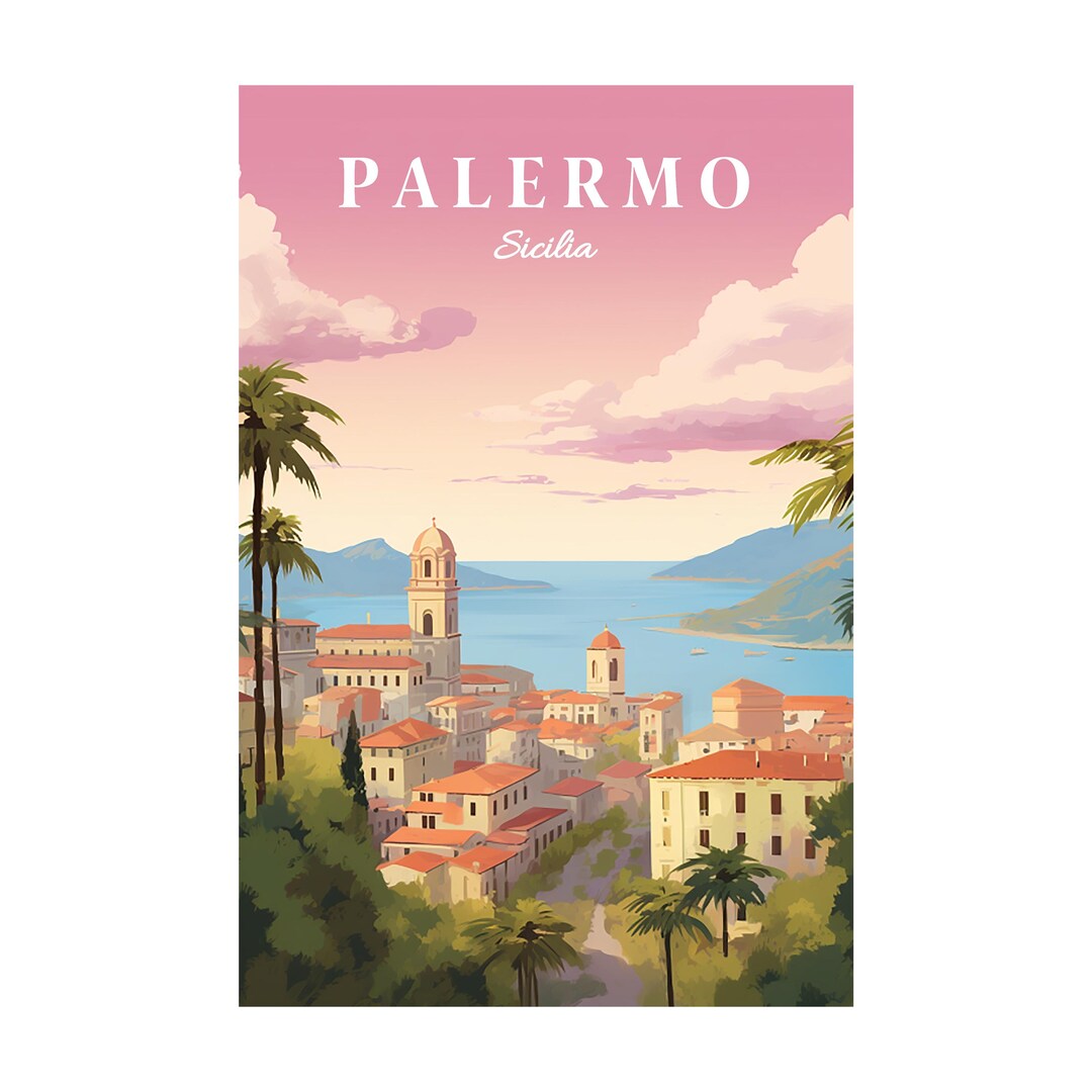 Palermo Sicily Travel Sticker Print Gift Art Gift Italy Artwork - Etsy