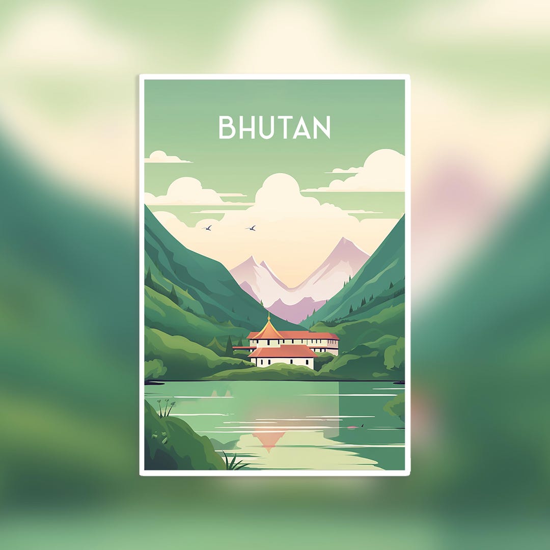 Bhutan Travel Sticker Print Gift Art Gift Bhutan Artwork - Etsy
