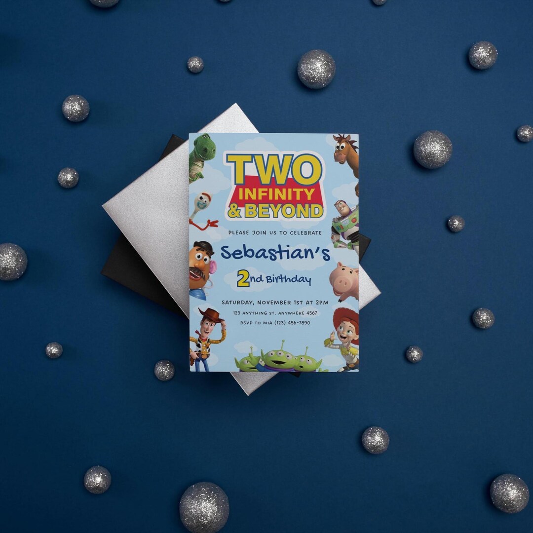 Two Infinity & Beyond Birthday Evite | Toy-inspired Digital Invitation ...