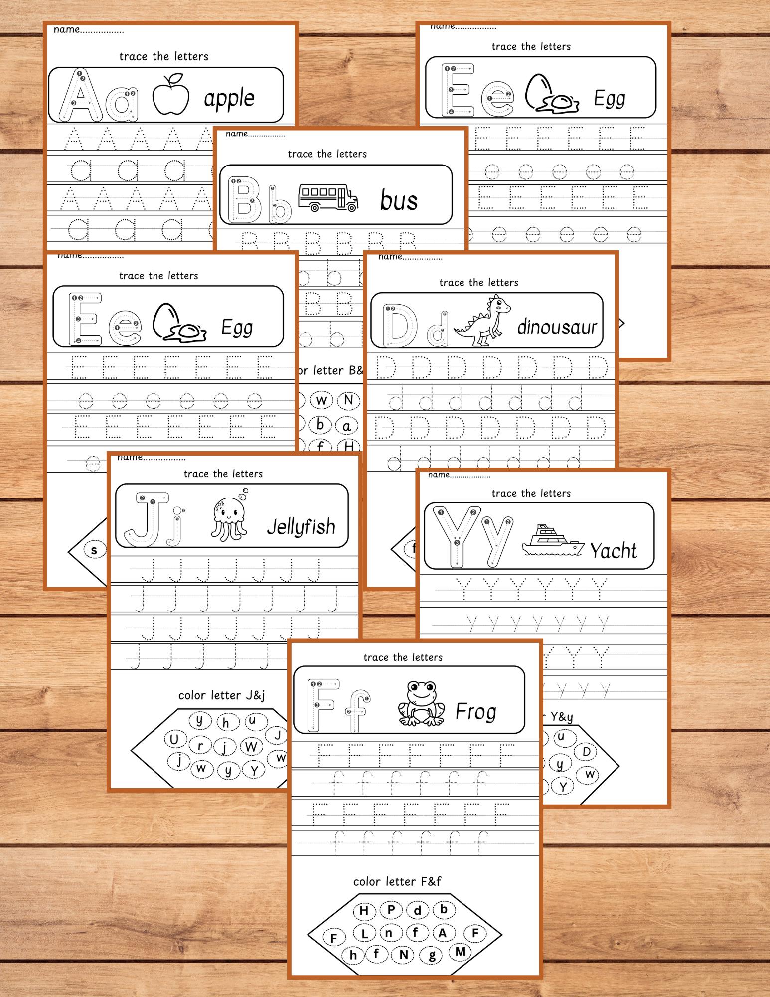Alphabet Tracing, 26 Alphabet Tracing Worksheets for Kids, Printable ...