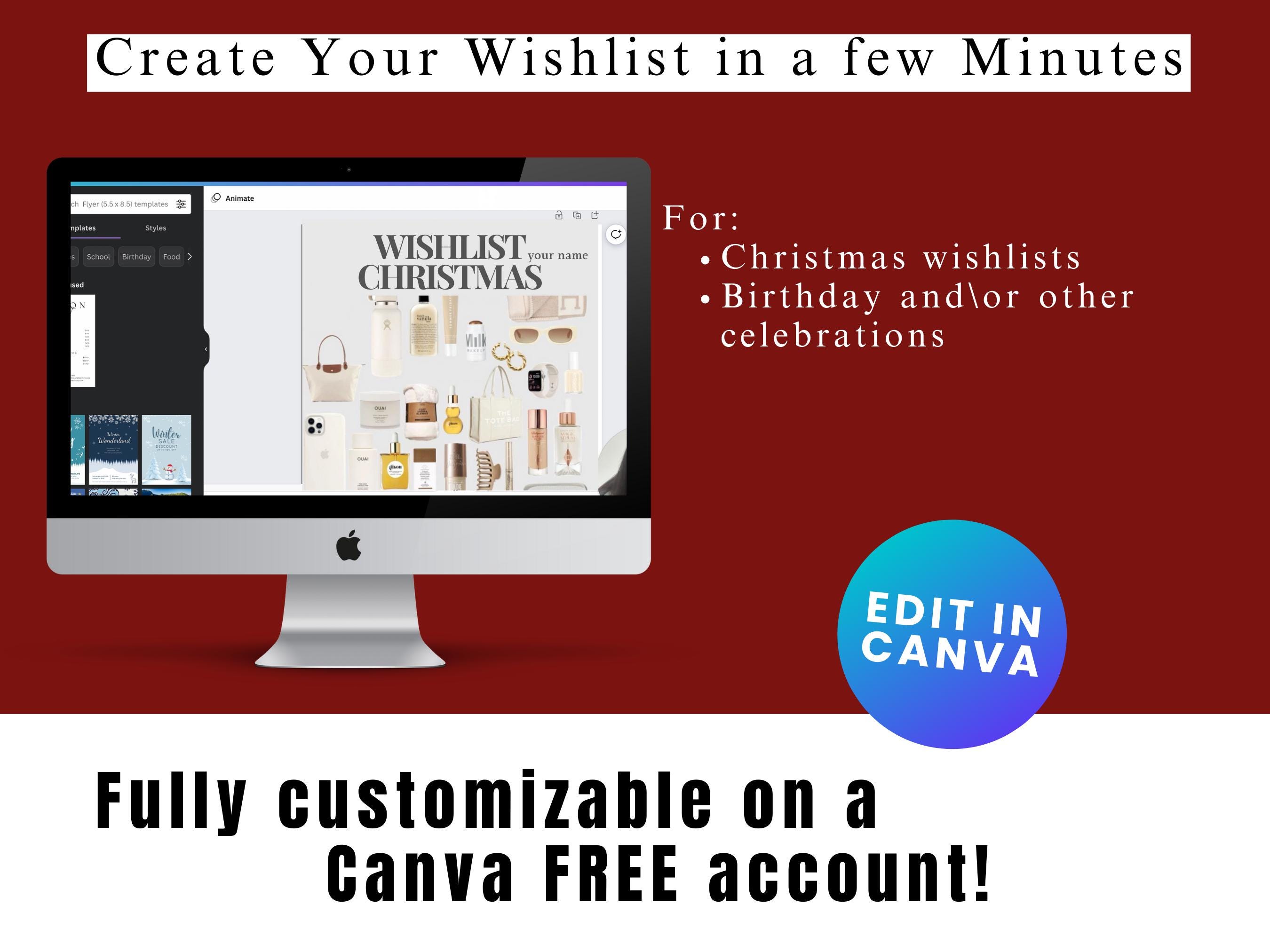 Editable Christmas List Canva Template | Gift Planner and Tracker ...