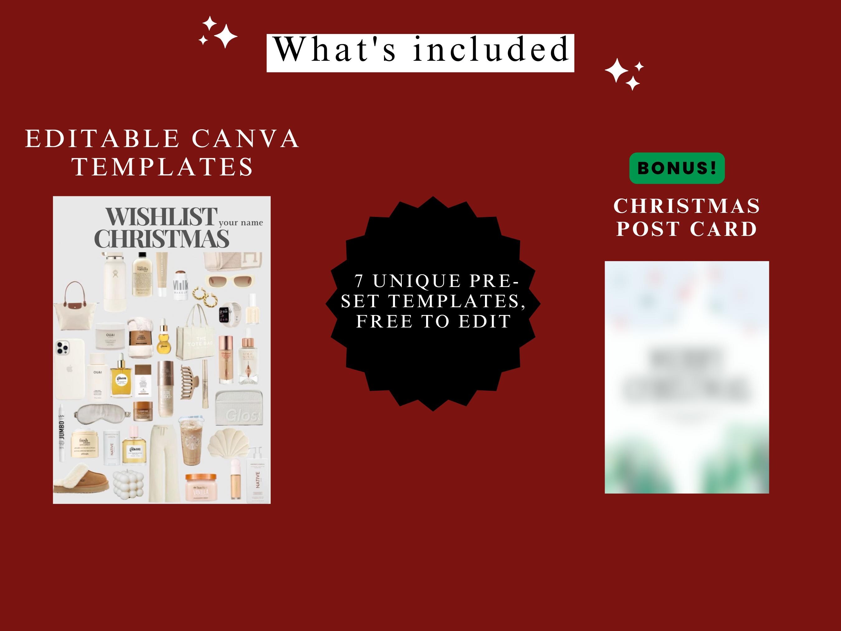 Editable Christmas List Canva Template | Gift Planner and Tracker ...