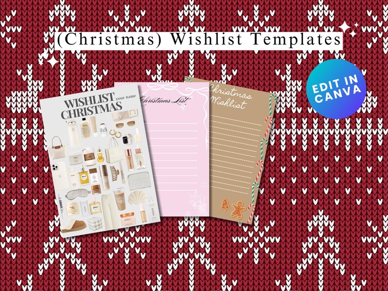 Editable Christmas List Canva Template | Gift Planner and Tracker ...