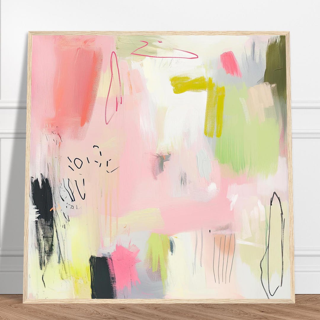 Pastel Abstract Wall Art Print Pink Green Yellow Abstract Painting ...