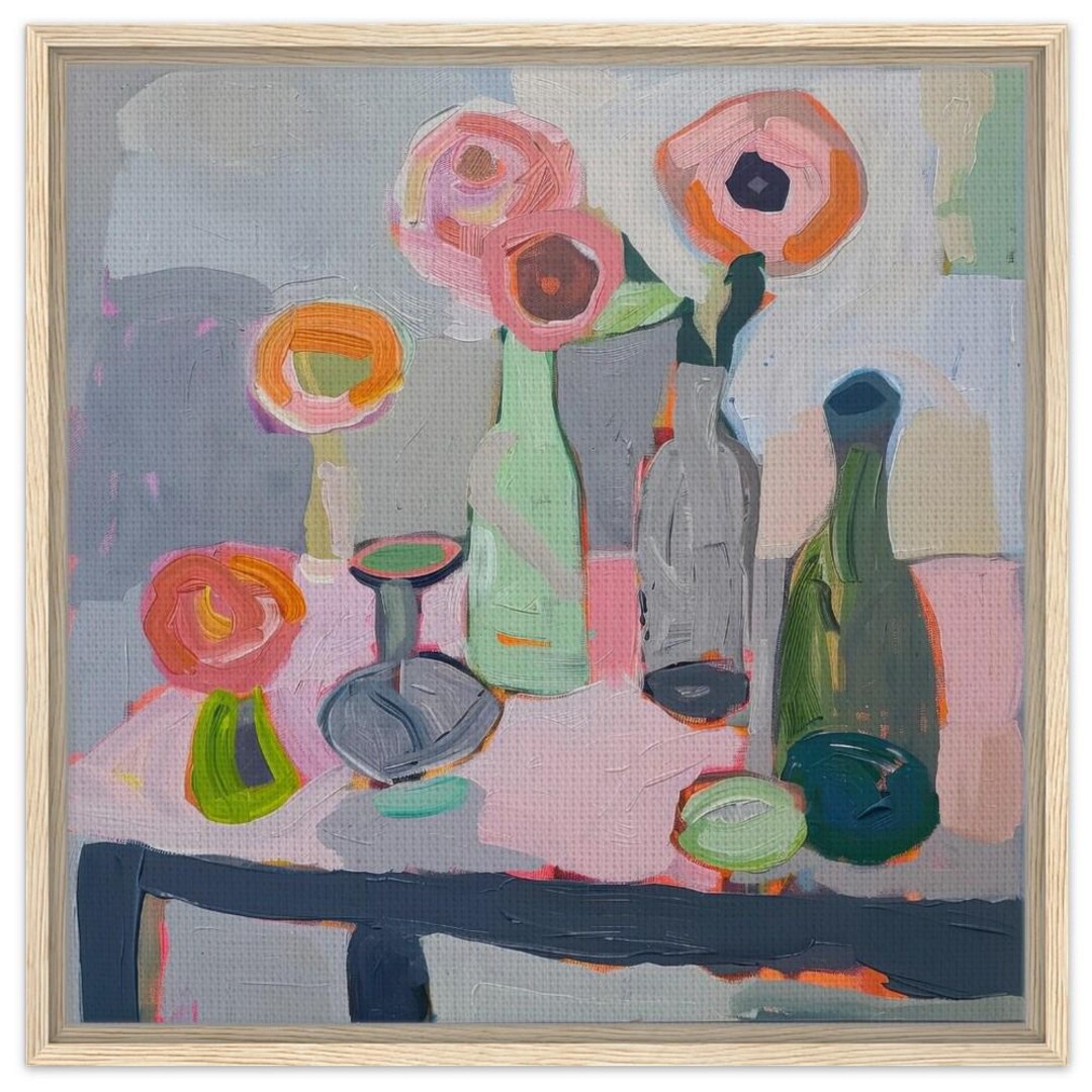 Abstract Floral Still Life Painting PRINT on Canavas Neutral Colors ...