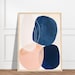 Blue Peach Abstract Art Print: Modern Round Shapes, Minimalist Painting ...