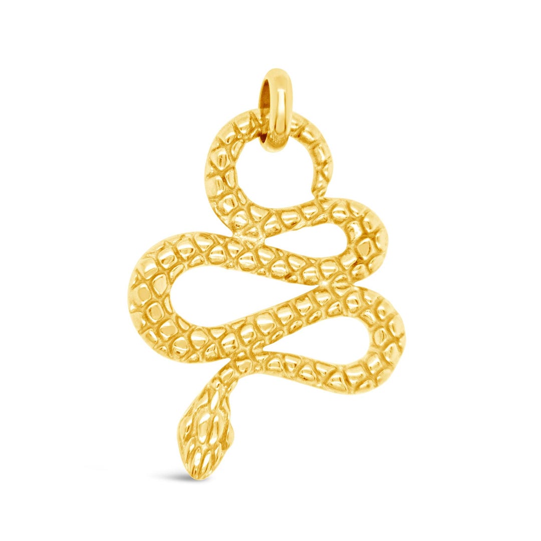 The 14k Yellow Gold Slithering Snake Pendant - Etsy