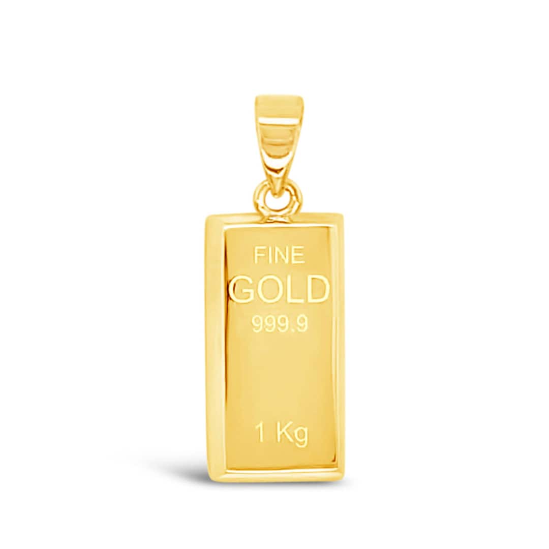The 14k Yellow Gold Small Gold Bar Pendent - Etsy