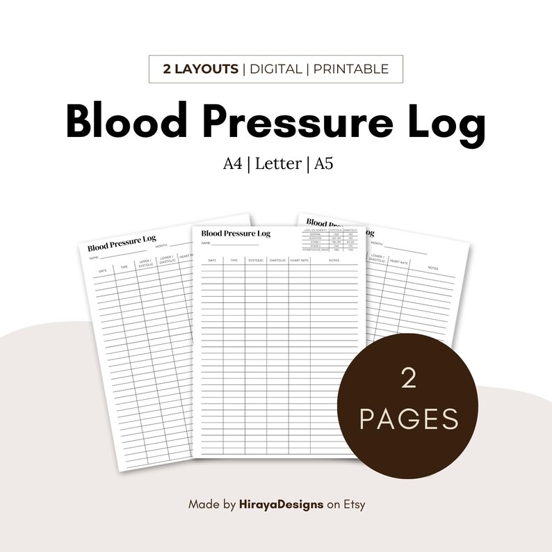 Blood Pressure Log Editable Printable Blood Pressure Tracker Medical ...