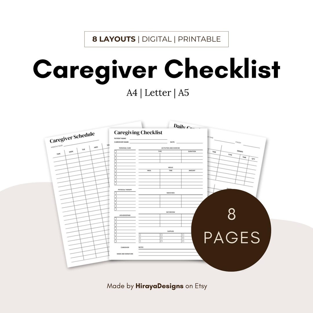 Elder Care Checklist Caregiver Timecard Caregiving Tasks Health Nurse ...