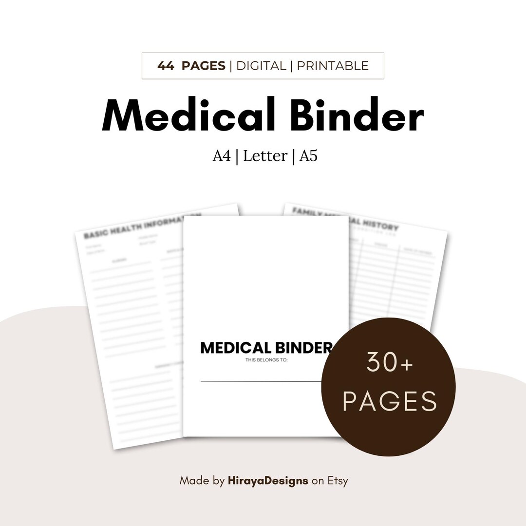 Medical Binder Printable Medication Log Symptom Tracker Emergency ...