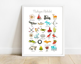 Michigan Alphabet Print State Pride | Etsy