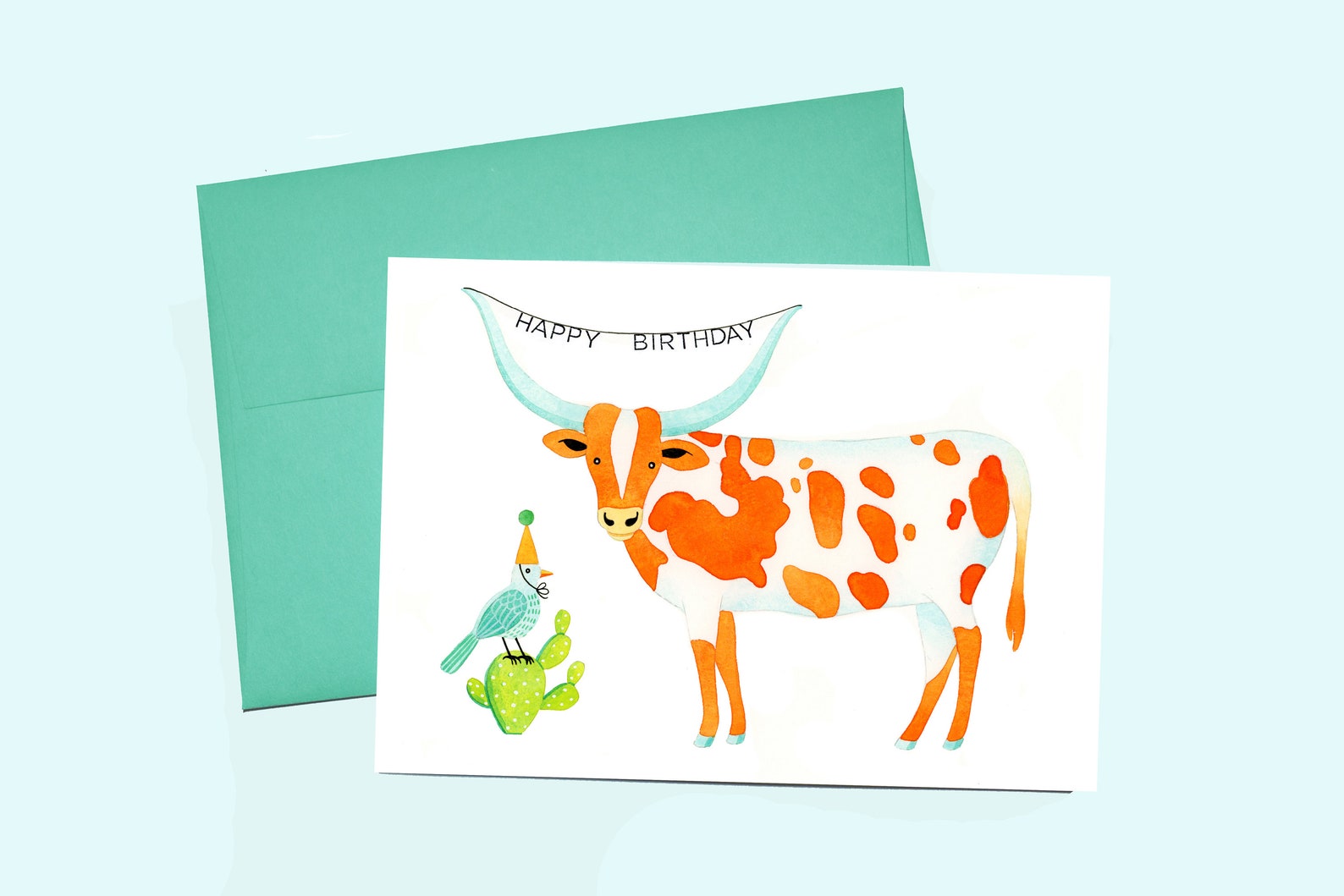 Texas Longhorn Card, Kid's Birthday Card - Etsy