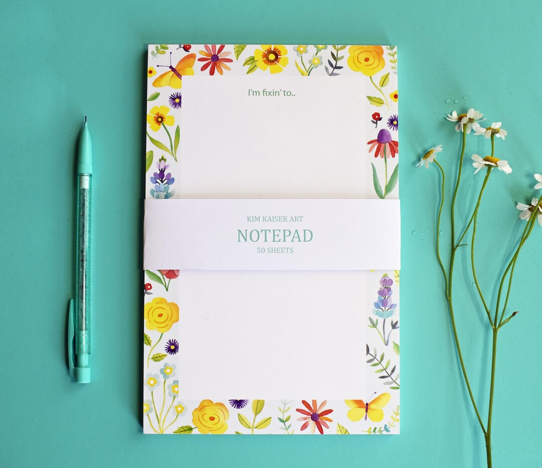 Floral Notepad, Notepad, Blank Notepad, Wildflower Notepad, Texas Wildflower Notepad - Etsy