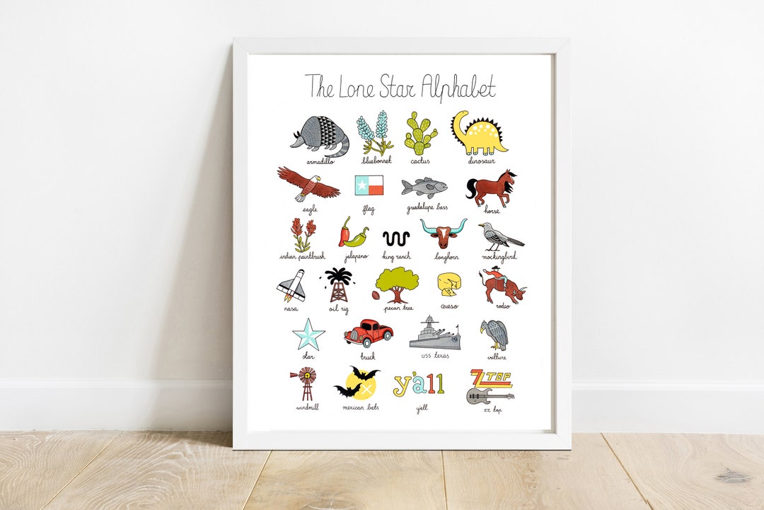 The Lone Star Alphabet Print Art, Texas Alphabet - Etsy