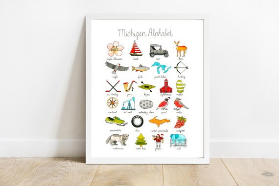 Michigan Alphabet Print State Pride | Etsy