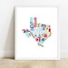 Dallas Texas State Shape Watercolor Art Print - Etsy