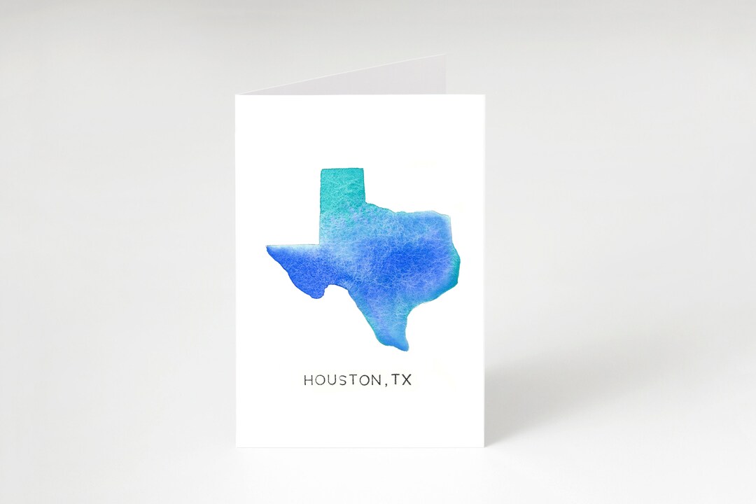 Houston Texas Lone Star State Shape Greeting Card - Etsy