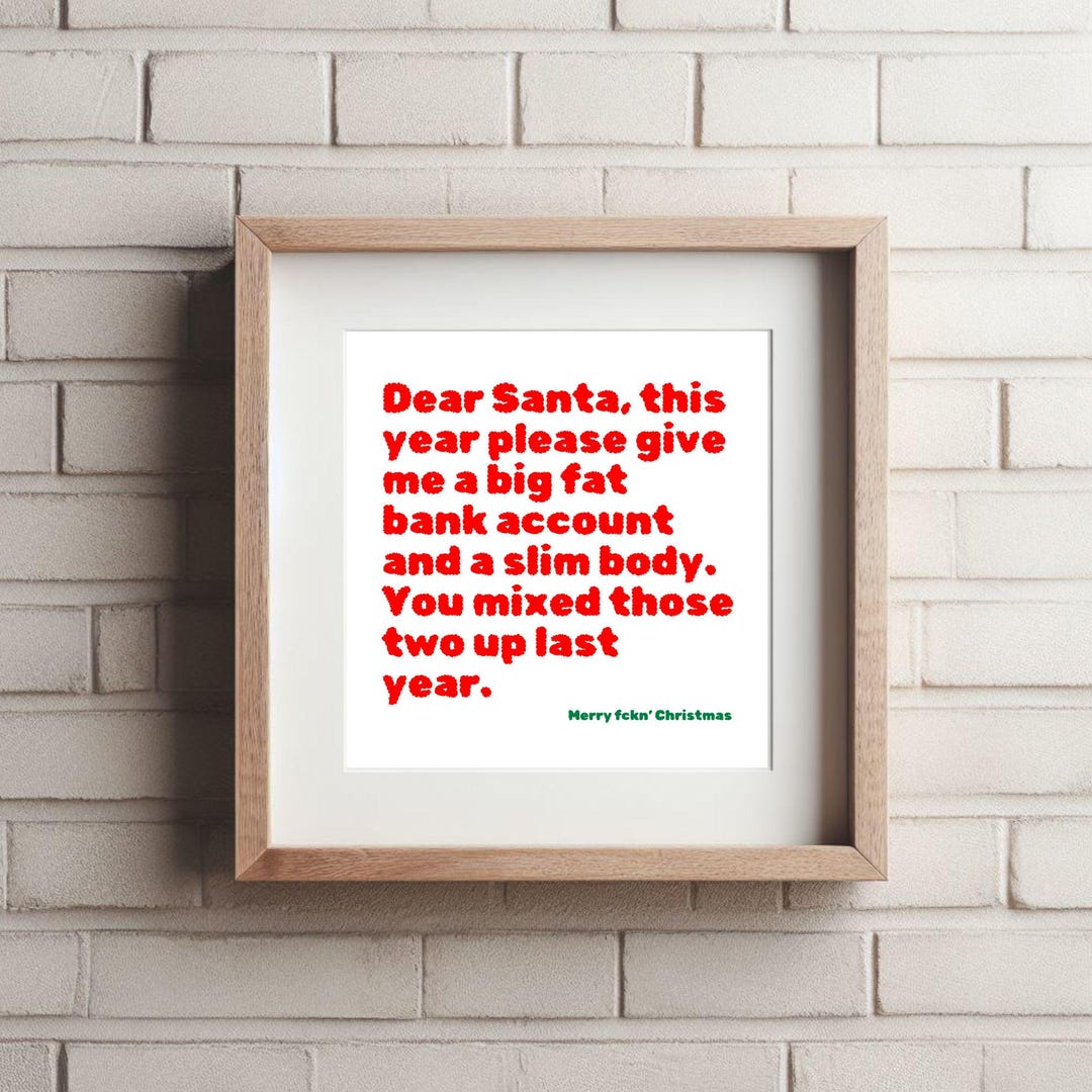 Instant Download 'fat Bank Account' Funny Festive Christmas Wall Art ...