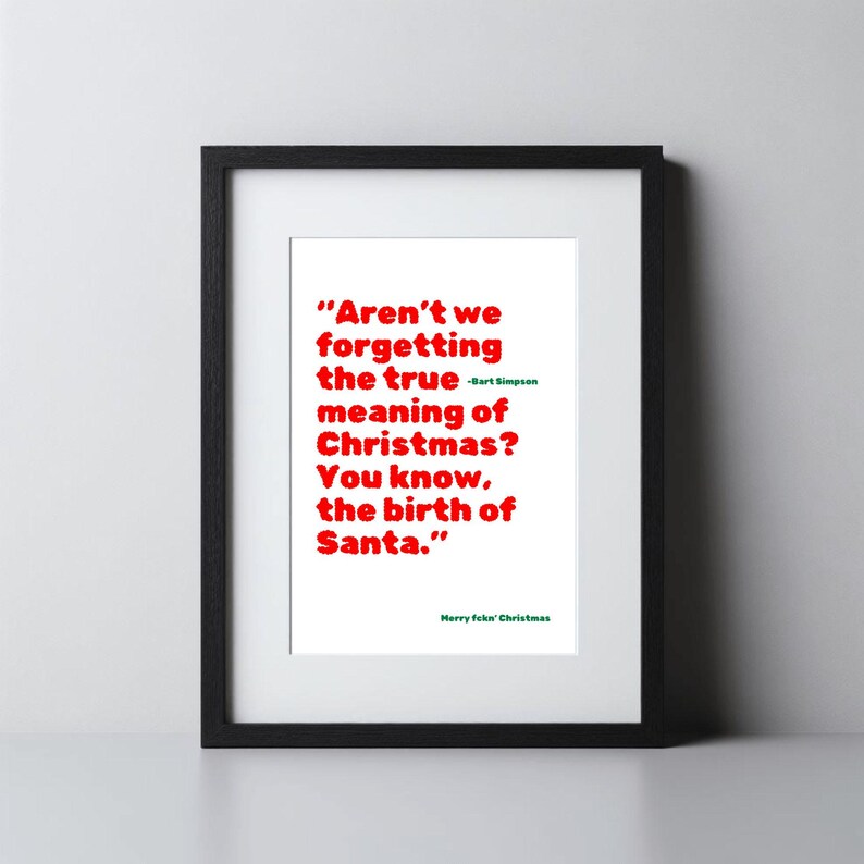Instant Download 'bart Simpson' Funny Festive Christmas Wall Art ...