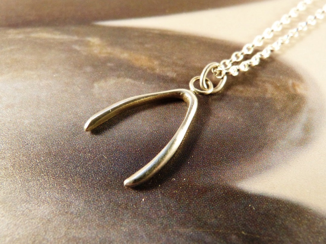 Wishbone Necklace, 925 Good Luck Wish Bone Charm, Gift for Wife, 50th ...