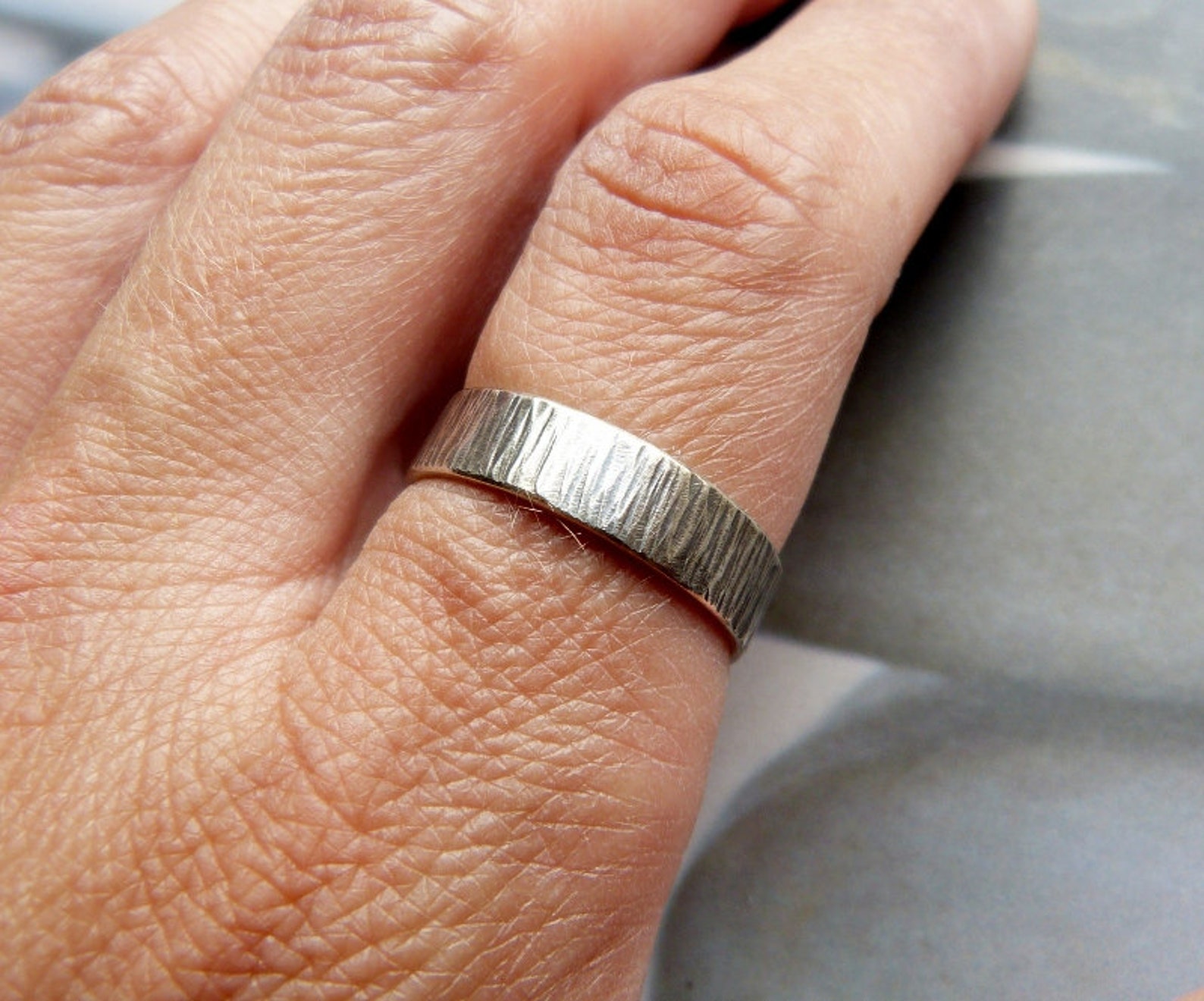 Mens Ring Rustic Hammered Sterling Silver Men's - Etsy