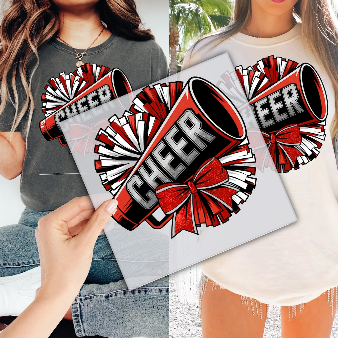 Custom Cheer Team Faux Glitter DTF Transfer for Ready to Press, Mascot ...