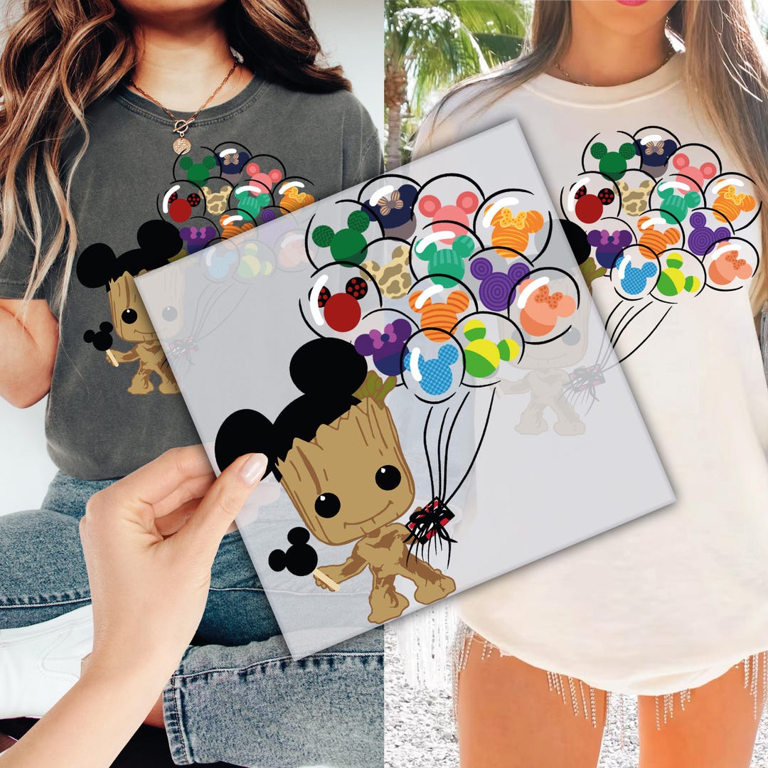 Baby Groot With Mouse Balloons DTF Transfer for Ready to Press ...