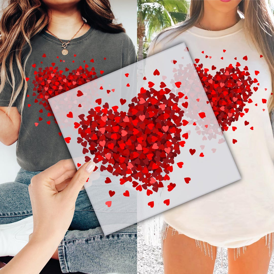 Valentine Flying Hearts DTF Transfer for Ready to Press, Valentine Day ...