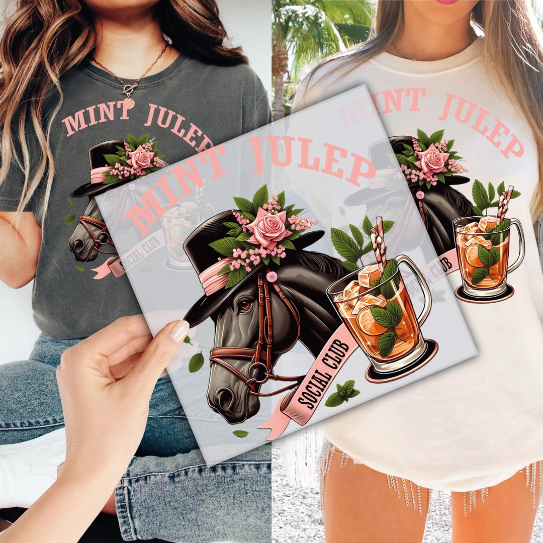 Mint Julep Social Club DTF Transfer for Ready to Press, Kentucky Derby ...