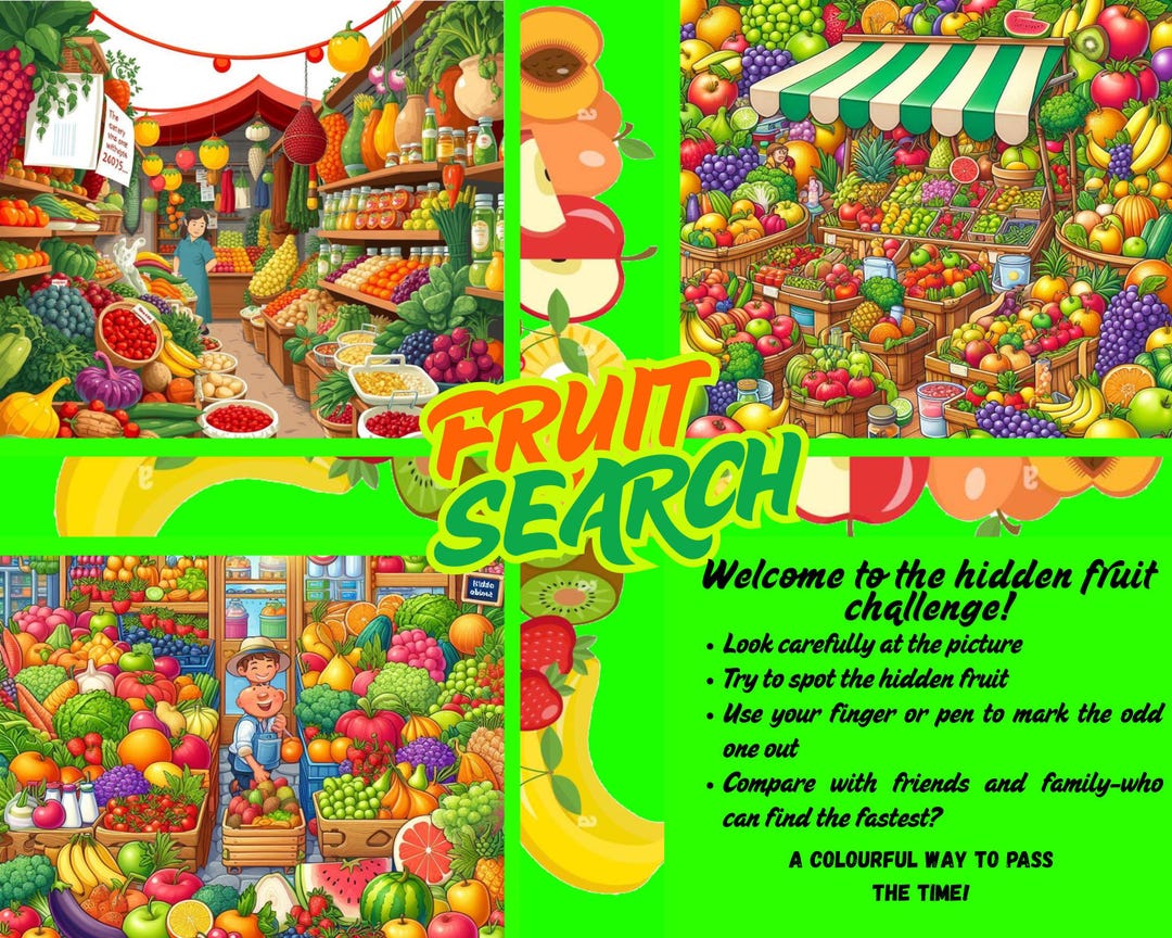 Find the Hidden Fruit! | Spot the Difference Game for Kids | Printable ...