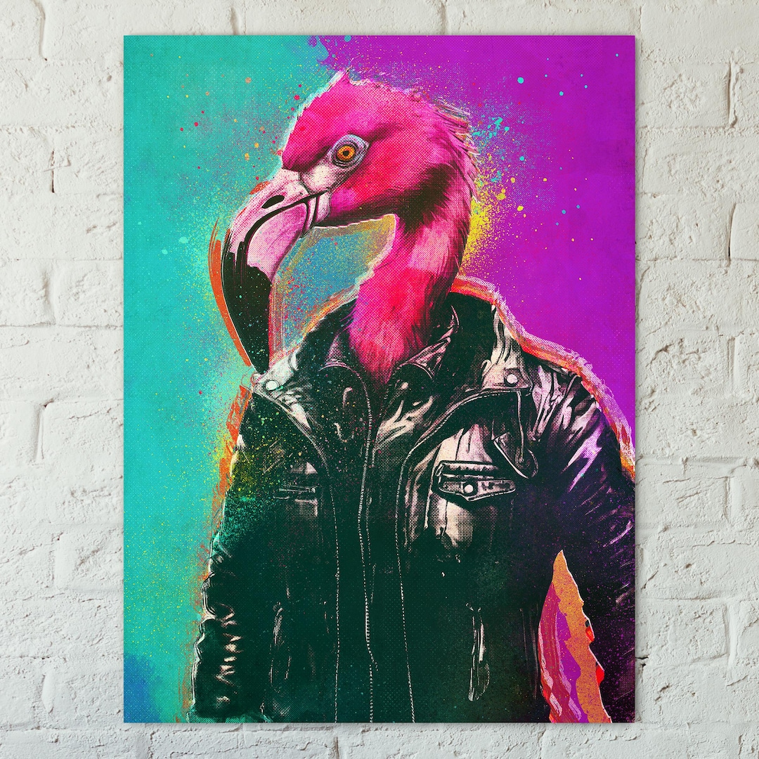 Floyd the Flamingo Pop Art, Poster Print, Wall Decor Print, Animal ...