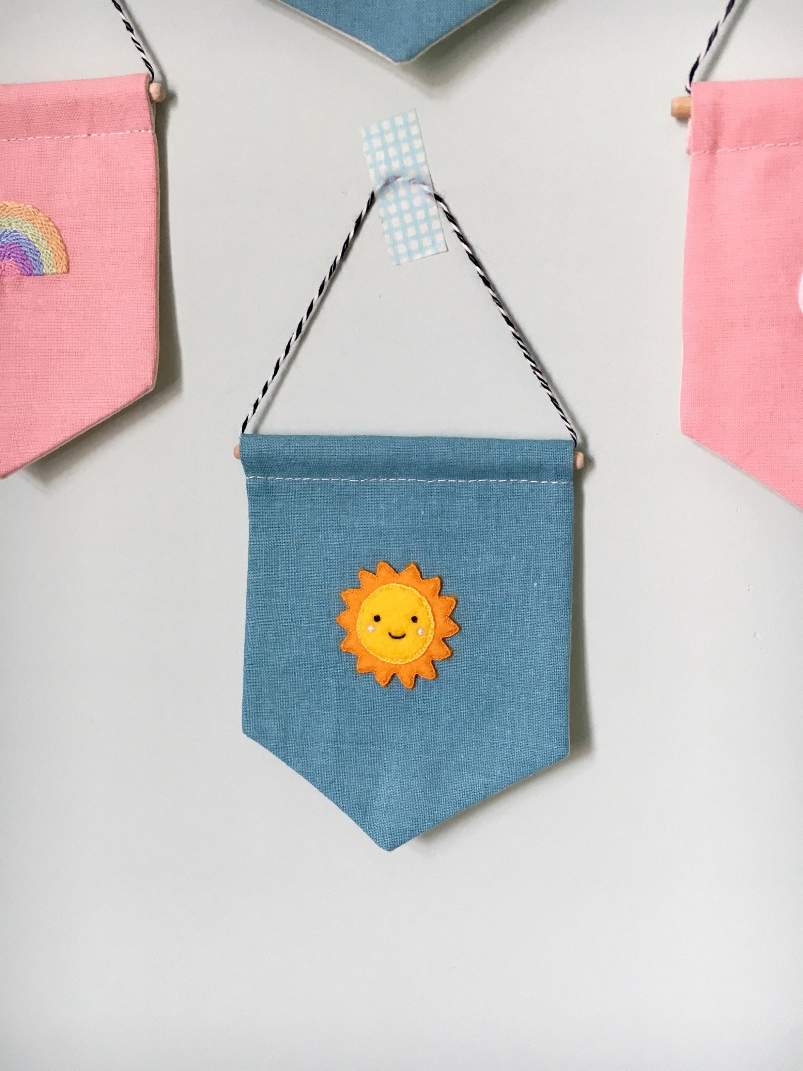 Blue Sun Handmade Appliquéd Mini Wall Hanging - Etsy