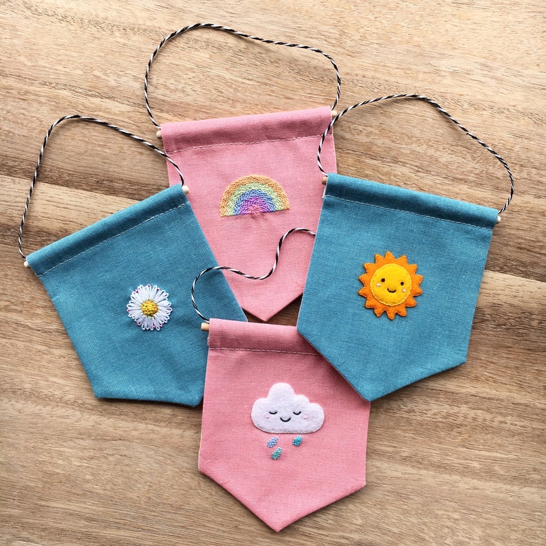 Blue Sun Handmade Appliquéd Mini Wall Hanging - Etsy