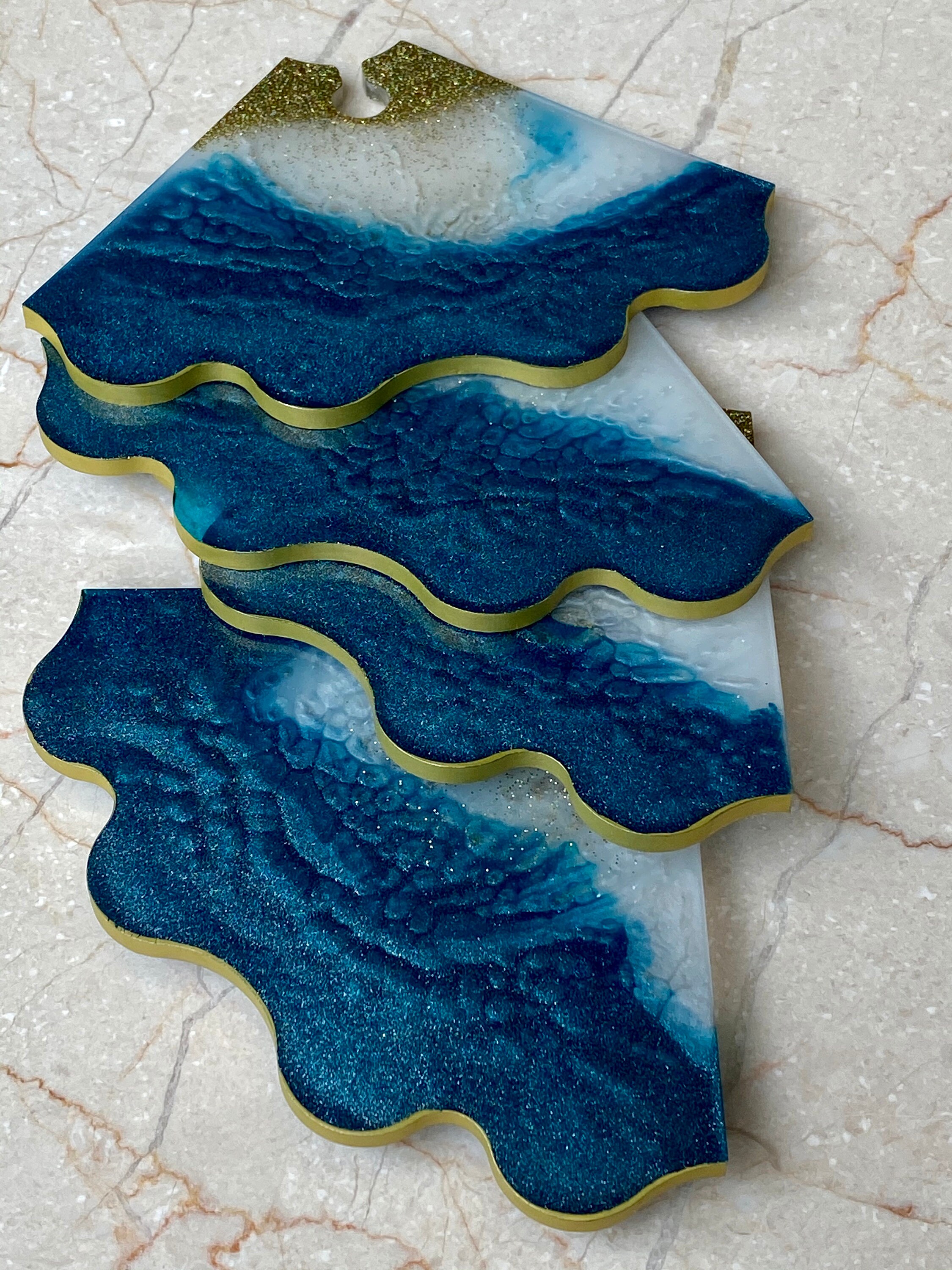 Stunning Agate Slice Style RESIN Interlocking Coasters - Etsy