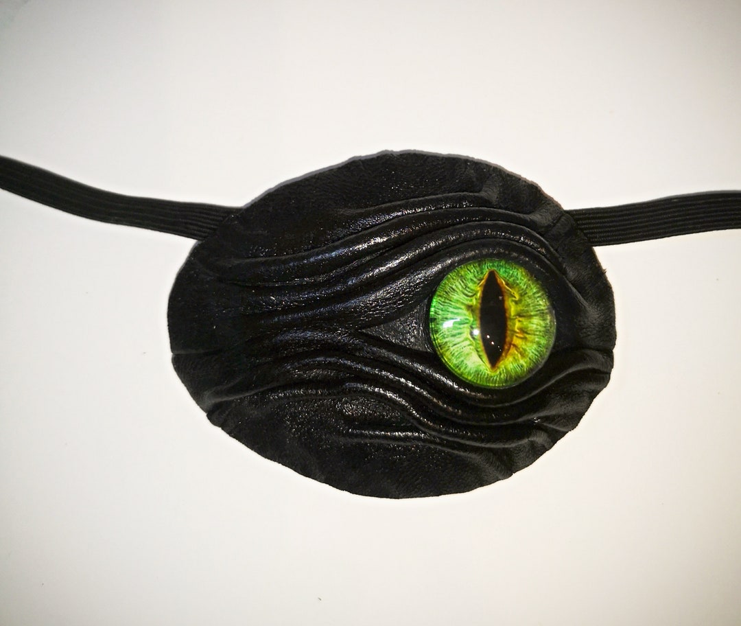 Dragon Eye Eye Patch Black Leather. Green Eye. Pirate Eyepatch ...