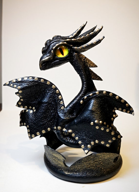 Fantasy Dragon Cuff Bracelet Black adjustable leather Dragon | Etsy