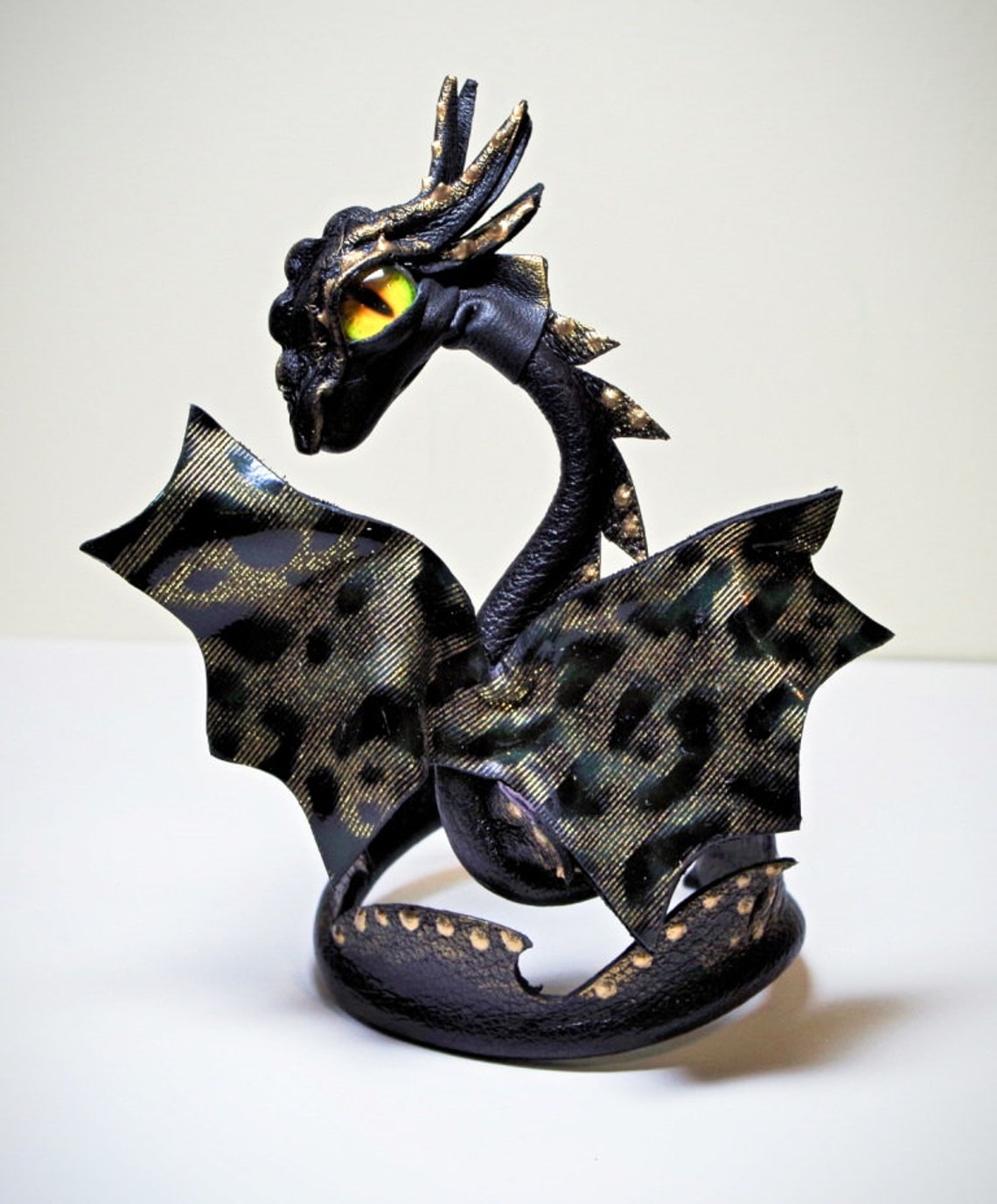 Fantasy Dragon Cuff Bracelet Black Adjustable Leather Dragon - Etsy