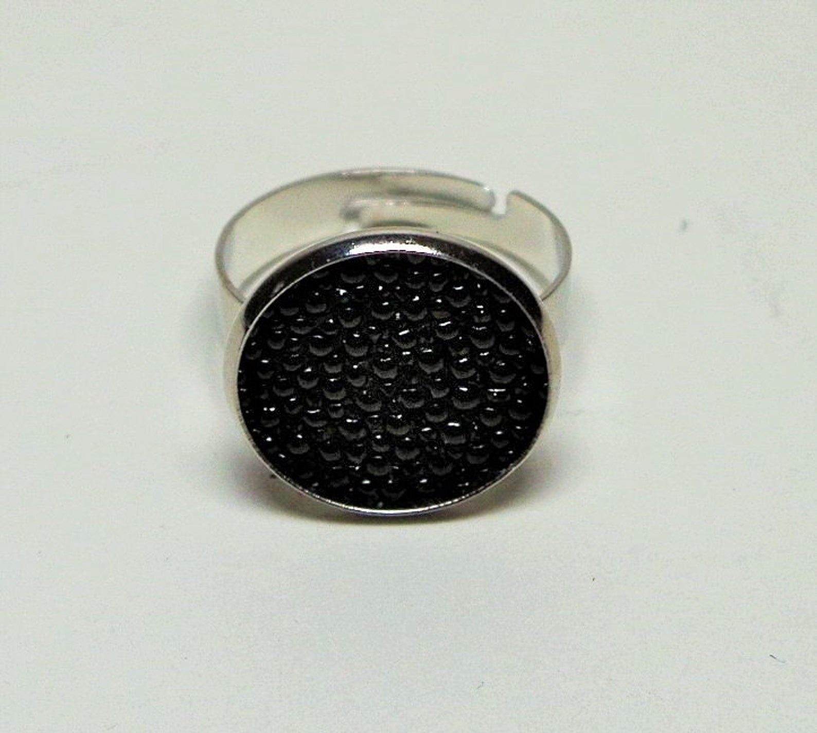 Black Real Stingray Ring. Exotic Leather Adjustable Ring. | Etsy