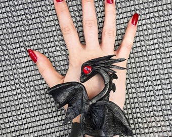 Leather Hand Dragon Cuff - Etsy