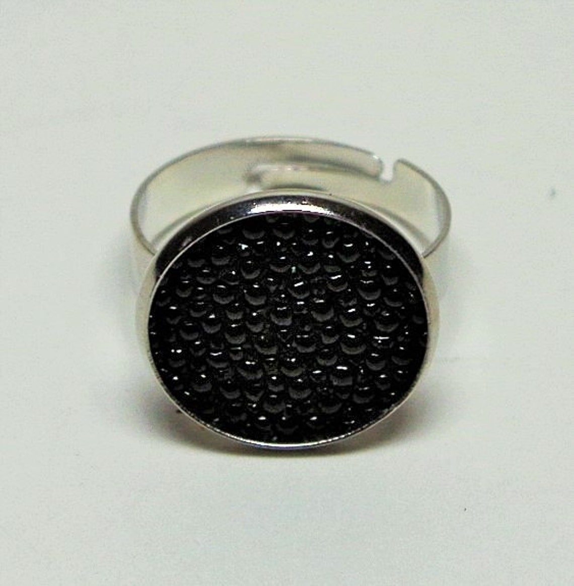 Black Real Stingray Ring. Exotic Leather Adjustable Ring. | Etsy