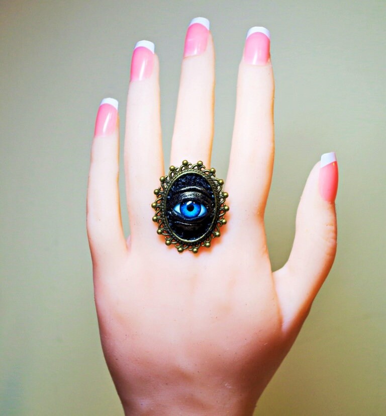 Black antiqued leather Gothic style ring. Steampunk Victorian | Etsy