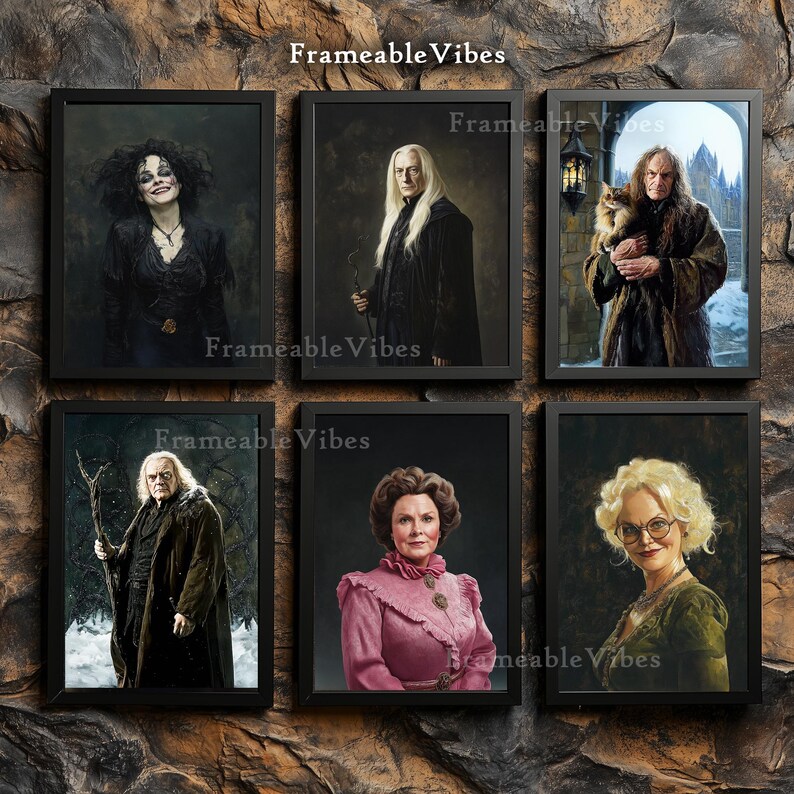 Bundle of 27 Wizards Portraits, Printable Wall Art, Witch Posters, PDF ...
