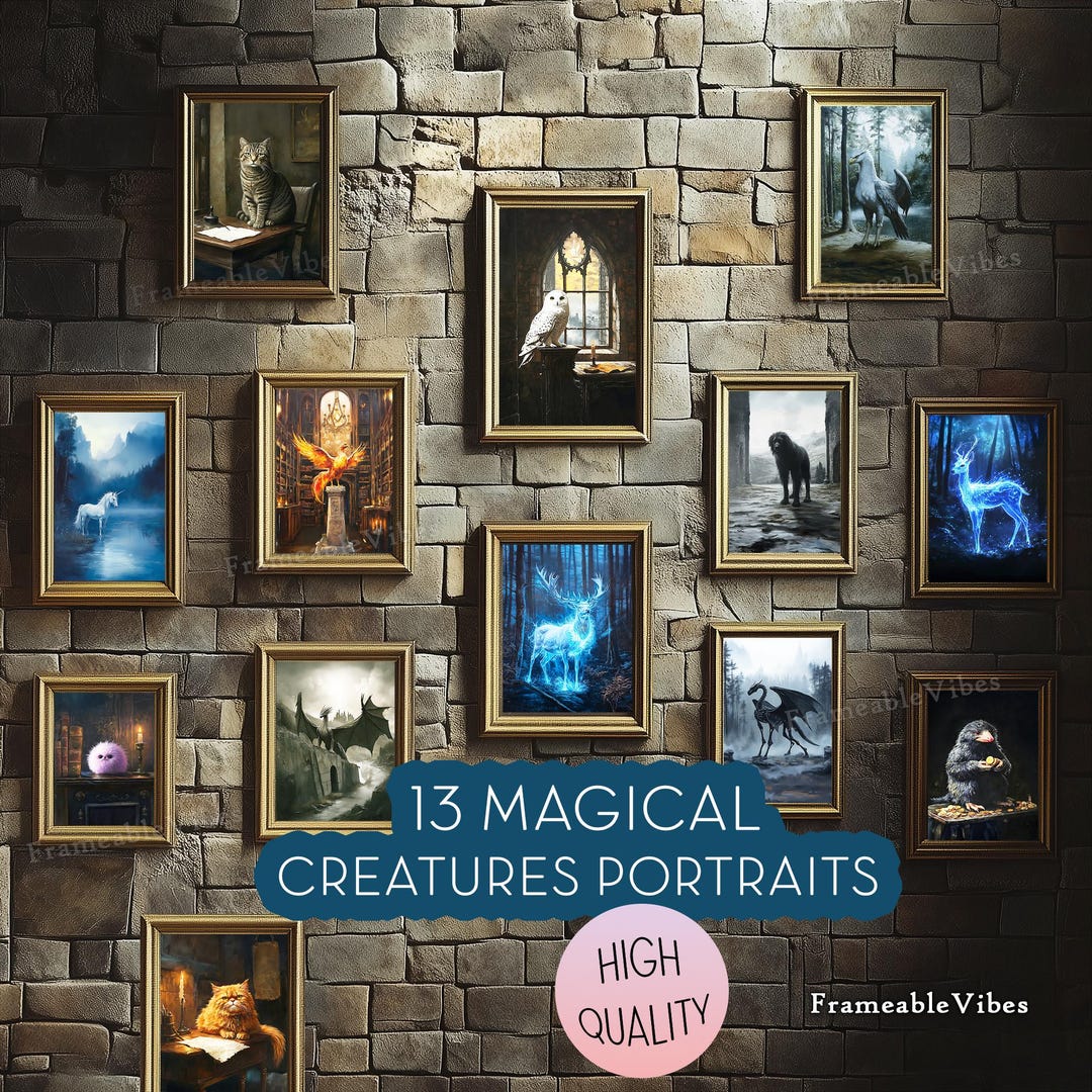 Set of 13 Magical Creatures Portraits, Printable Wall Art, Beasts ...
