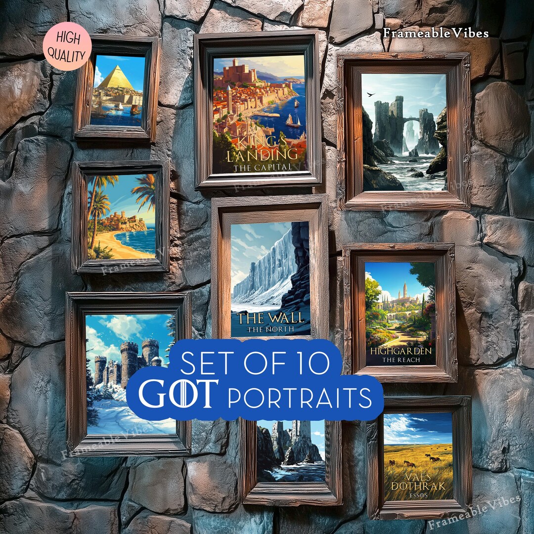 Set of 10 Game of Thrones Printable Wall Art, Digital Home Decor Art ...