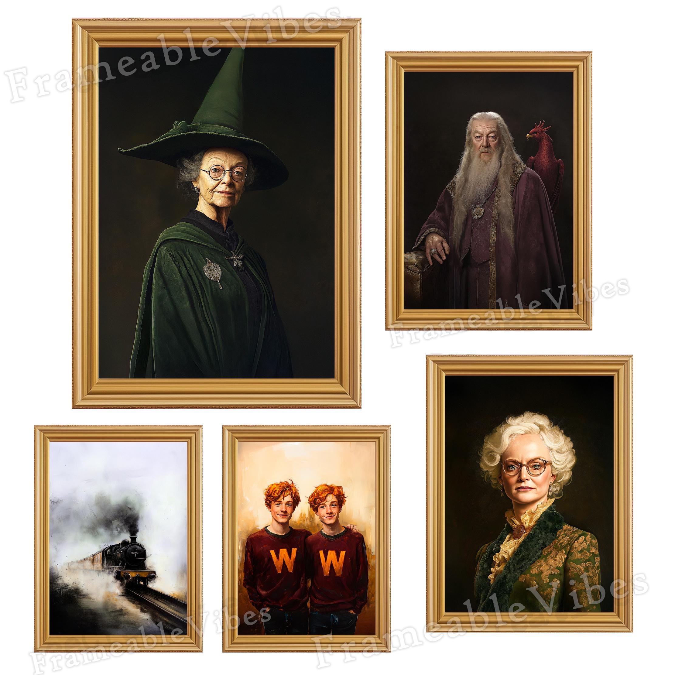 50 Magical Printable Portraits, Wizards Wall Art, PDF Digital Wizarding ...