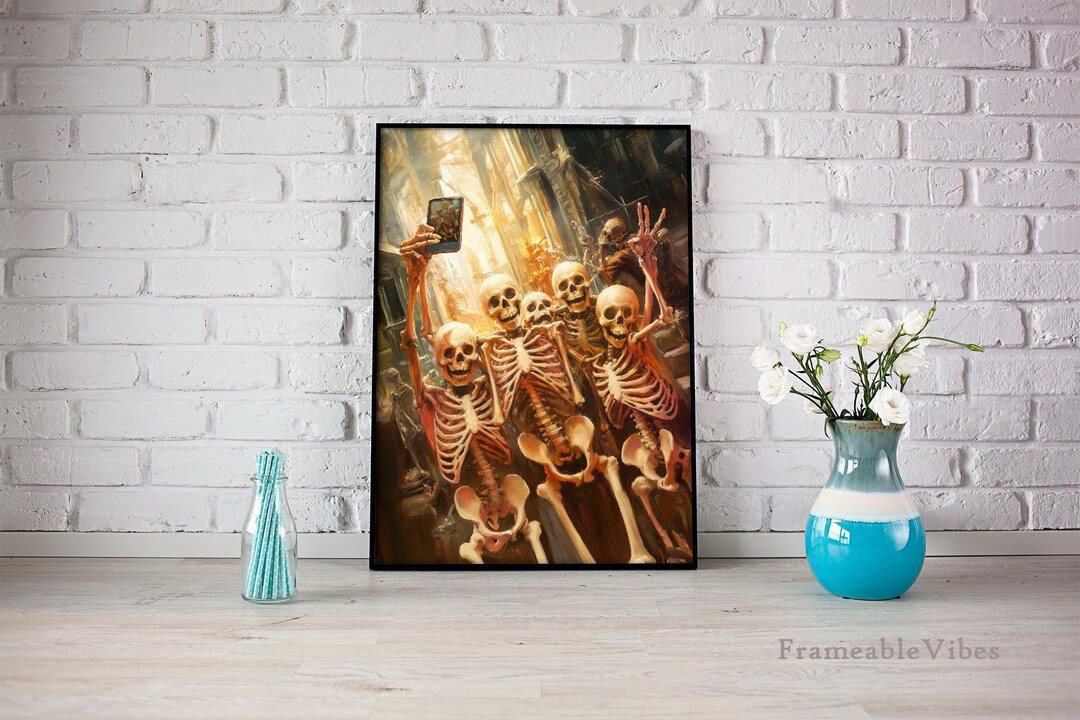 Skeleton Selfie - Fun Gothic Printable Art | Quirky Spooky Decor ...