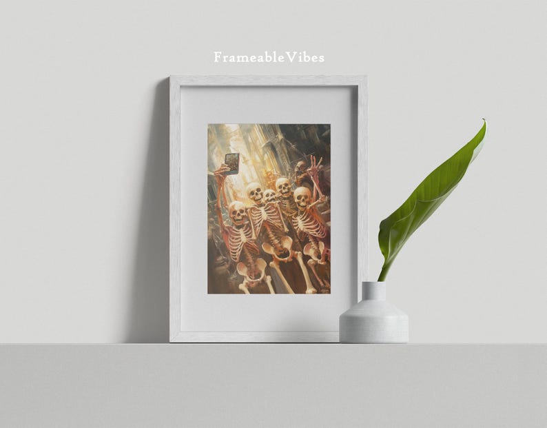 Skeleton Selfie - Fun Gothic Printable Art | Quirky Spooky Decor ...